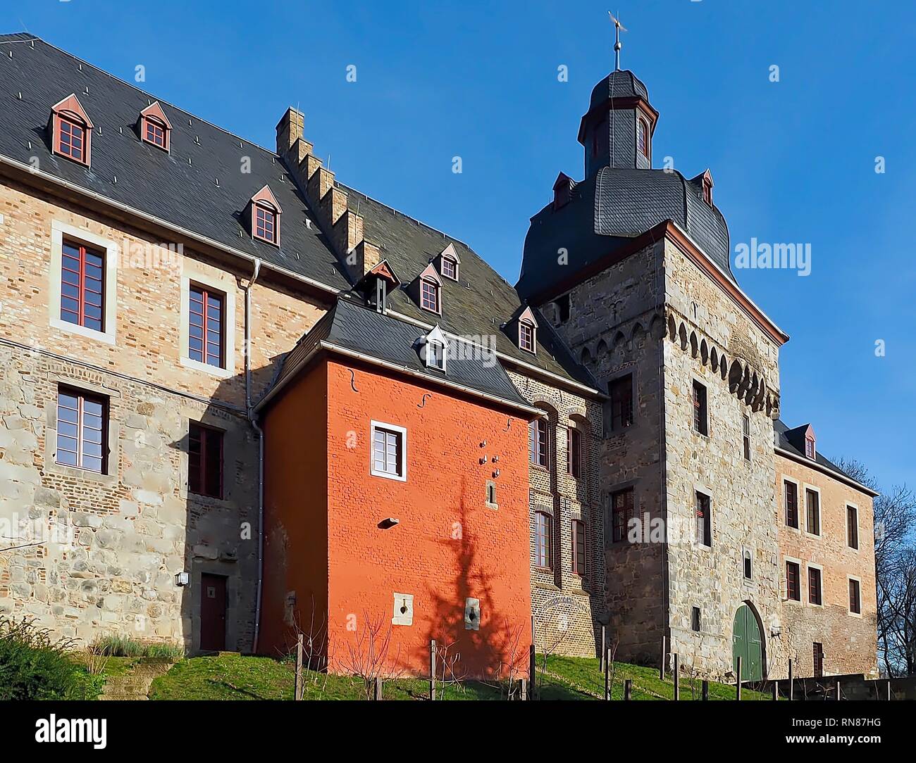 German castle Schloss Liedberg in Juechen, to the castle is belonging a ...