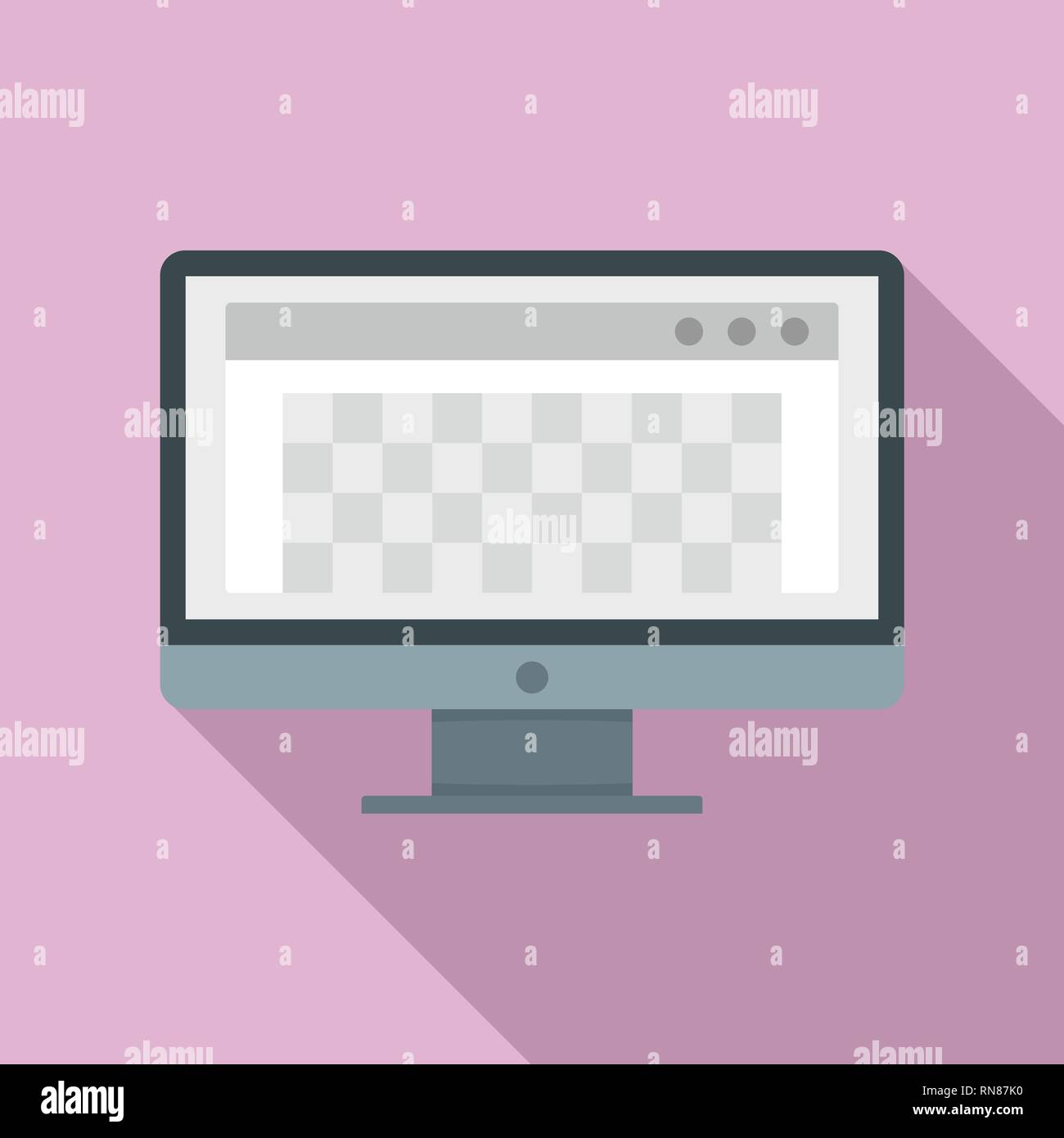 Desktop computer photo redaction icon. Flat illustration of desktop ...