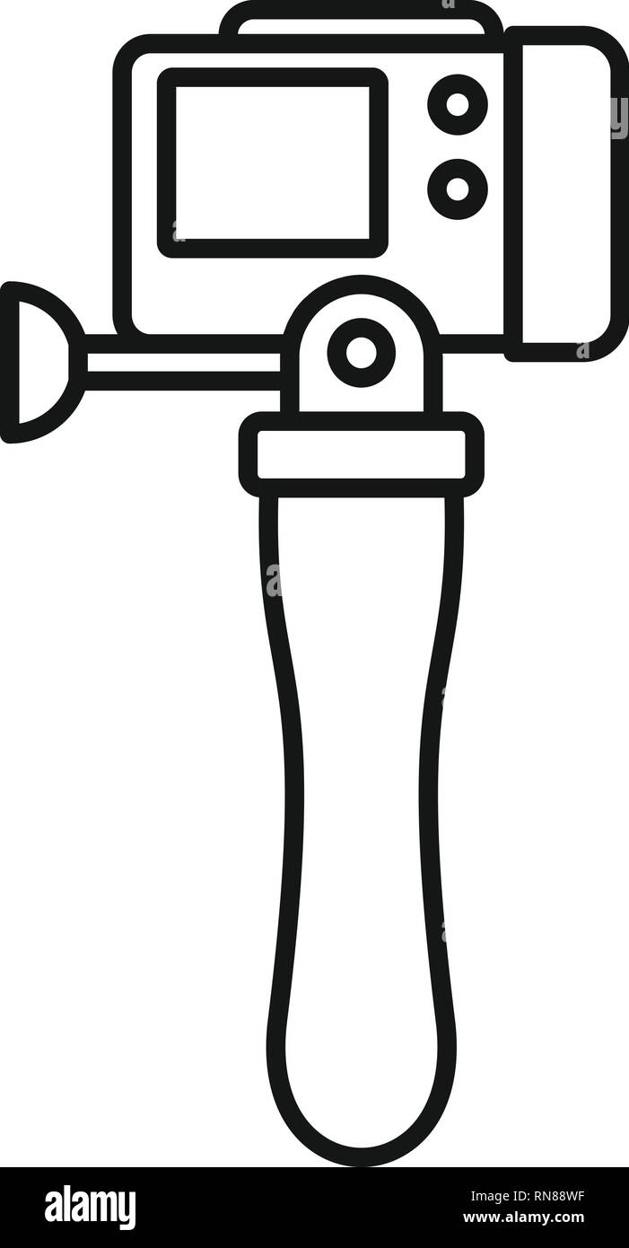 Hand stick camera icon. Outline hand stick camera vector icon for web ...