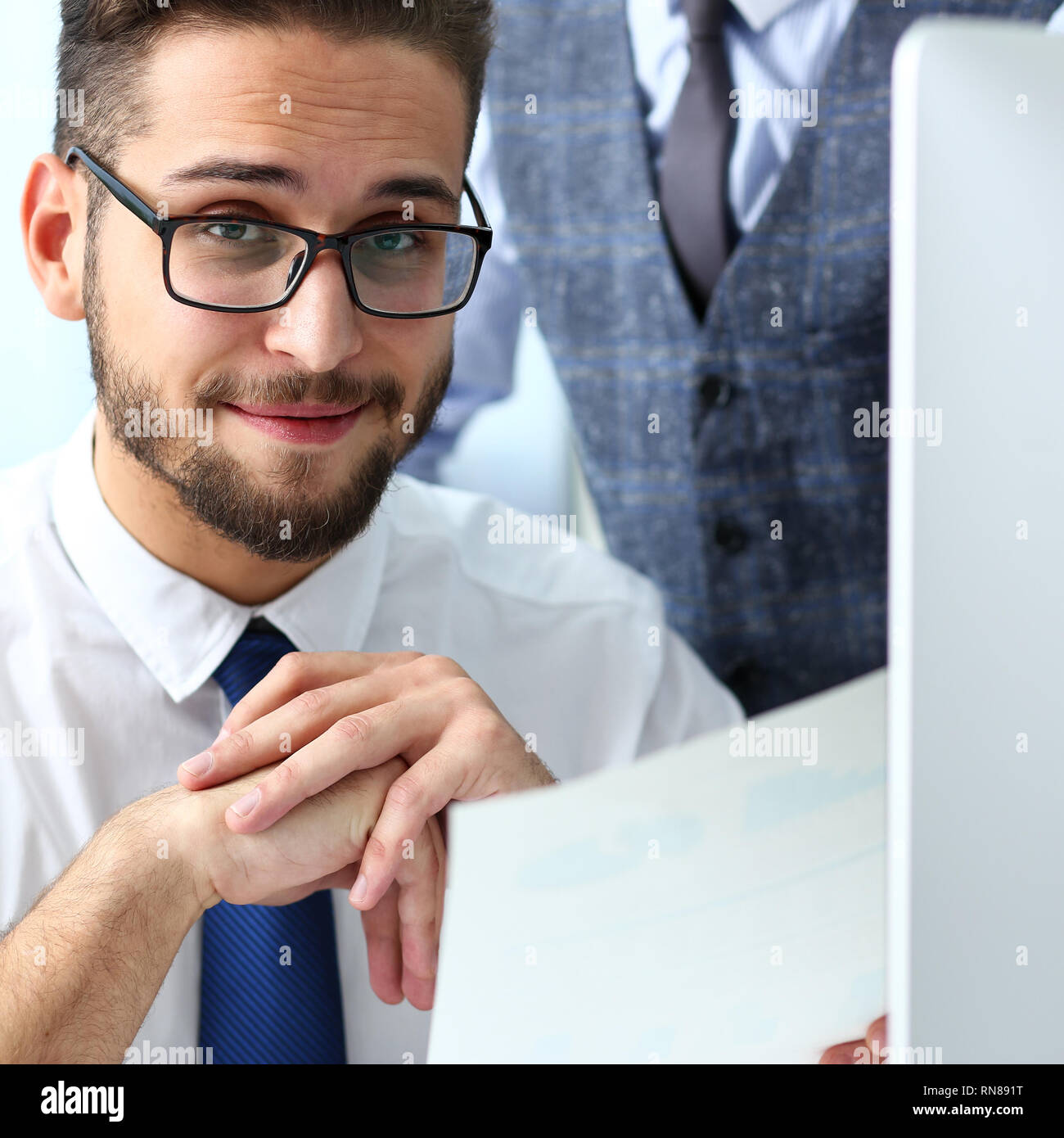 Group of people in office use laptop pc Stock Photo - Alamy