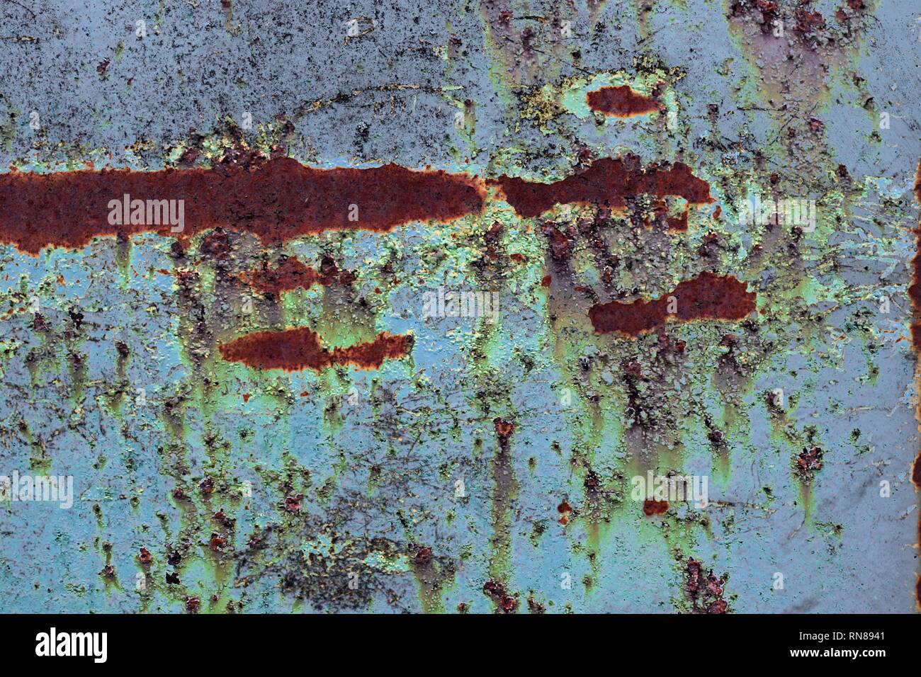 Close up surface of aged and weathered rusty metal surfaces in high ...