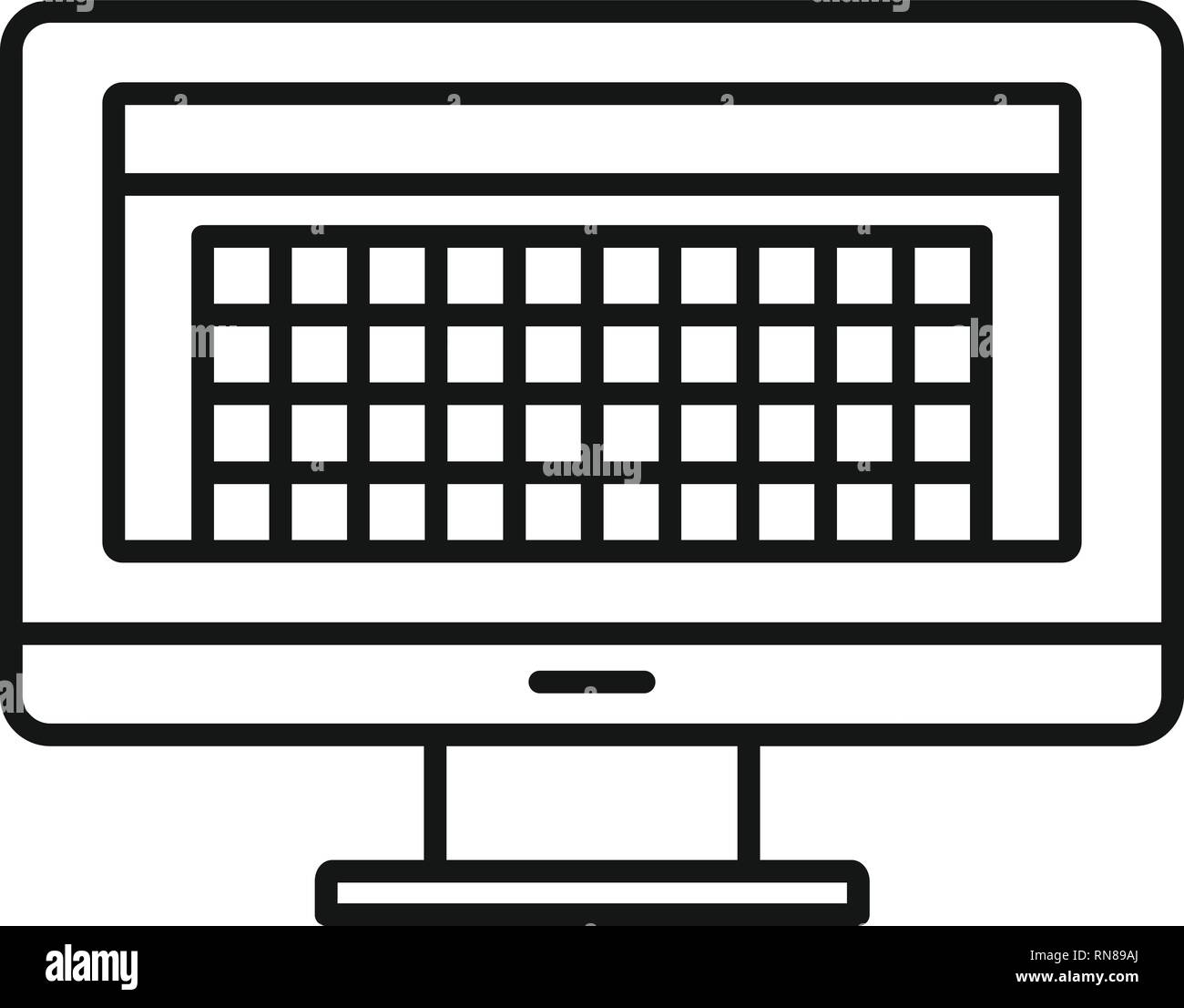 Desktop computer photo redaction icon. Outline desktop computer photo ...