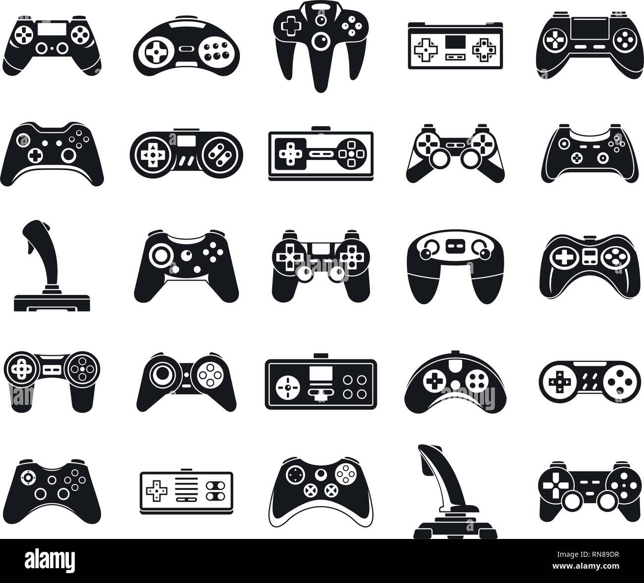 Joystick game icons set. Simple set of joystick game vector icons for web design on white ...