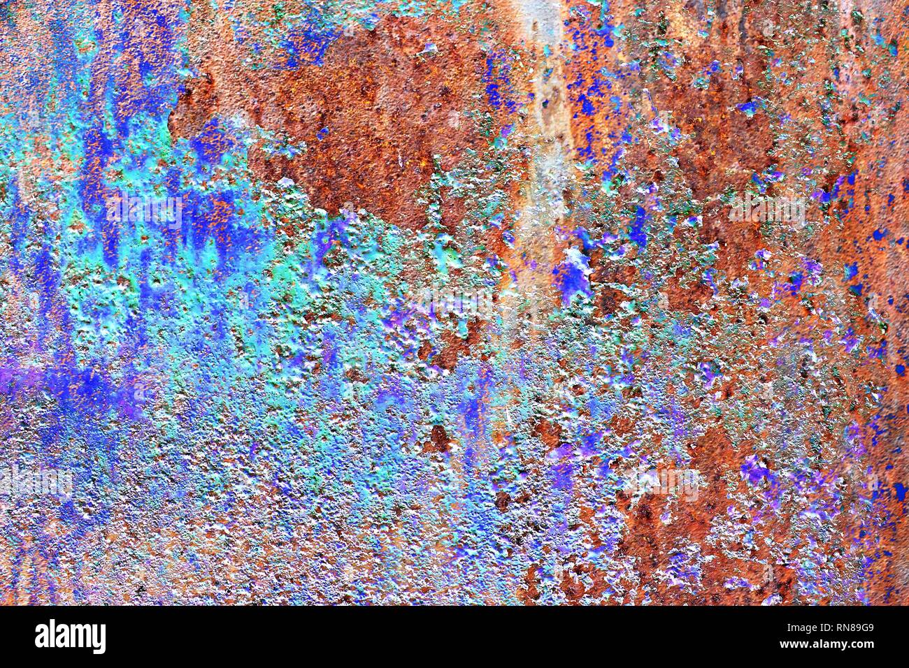 Close up surface of aged and weathered rusty metal surfaces in high ...