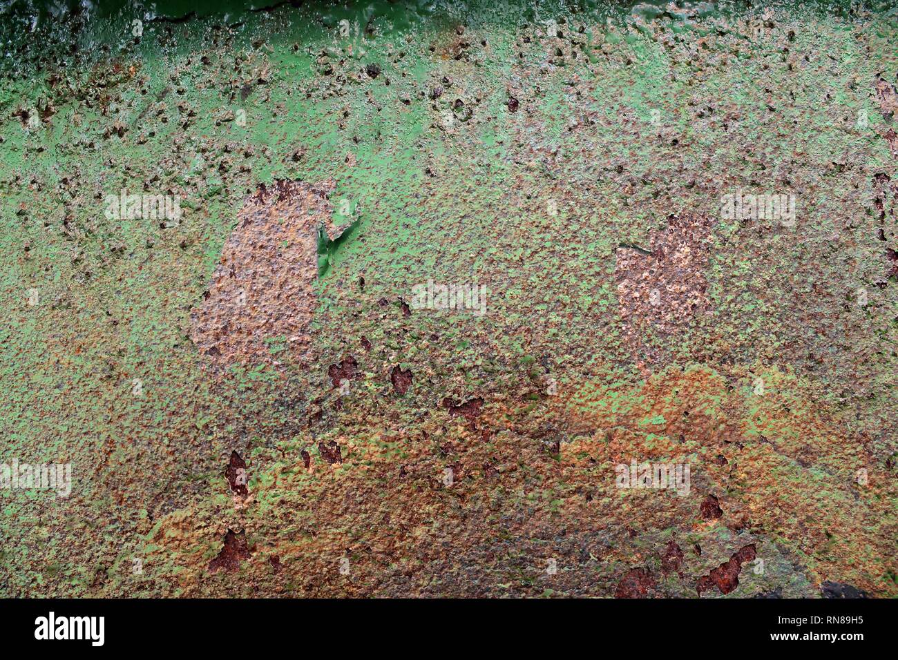 Close up surface of aged and weathered rusty metal surfaces in high ...