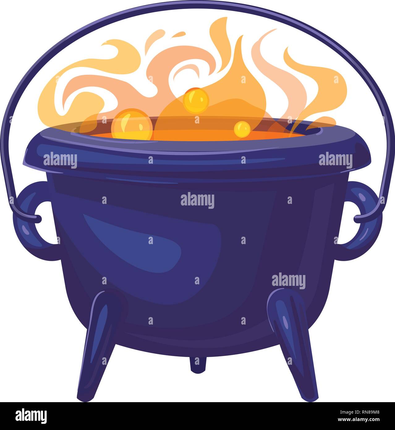 Orange boiling cauldron icon. Cartoon of orange boiling cauldron vector ...