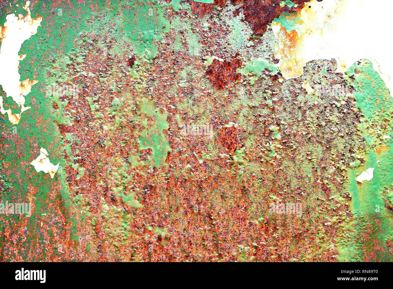 Close up surface of aged and weathered rusty metal surfaces in high ...