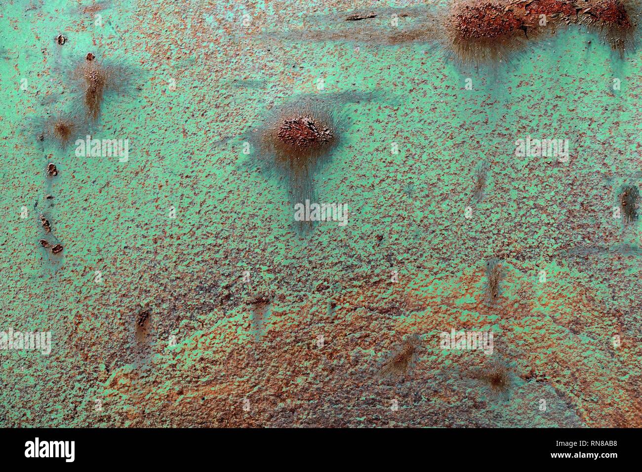 Close up surface of aged and weathered rusty metal surfaces in high ...
