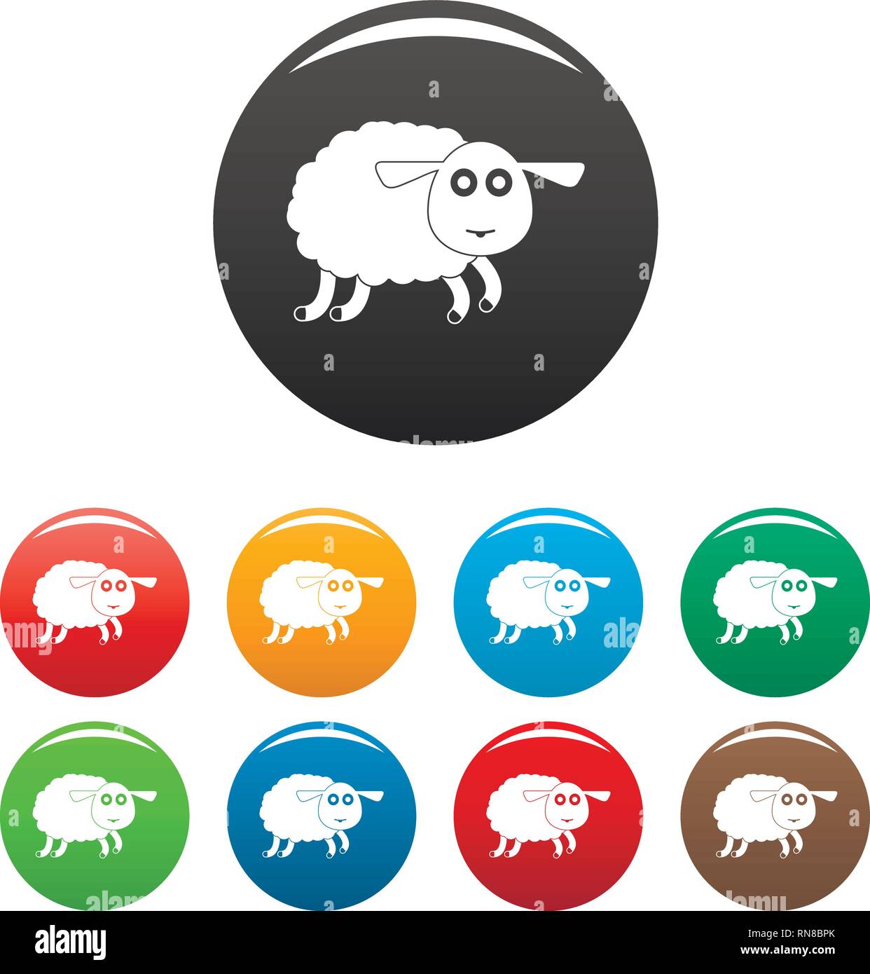 Sheep icons set 9 color vector isolated on white for any design Stock ...