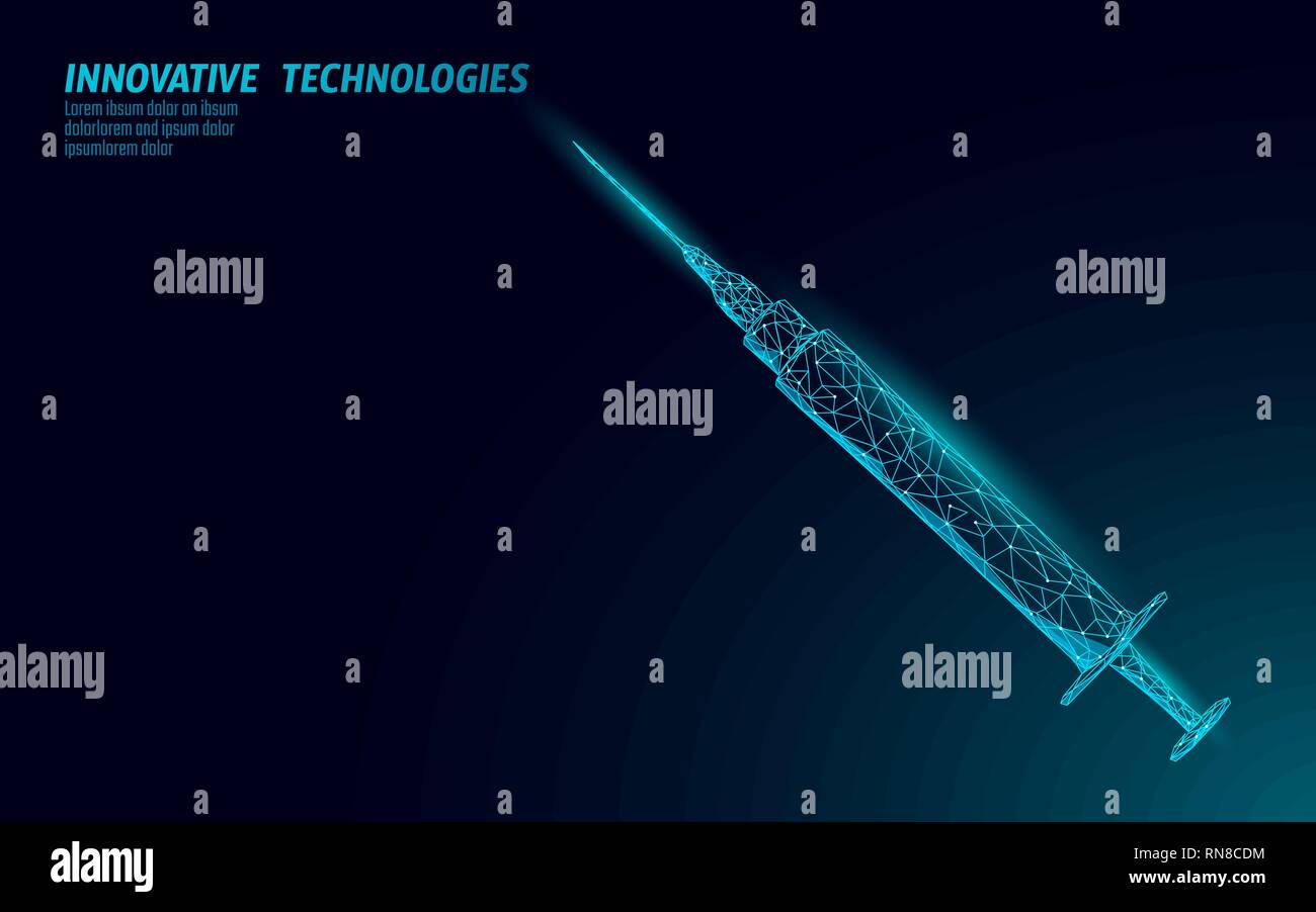 Low poly medical syringe. Polygonal rejuvenating facial injections ...