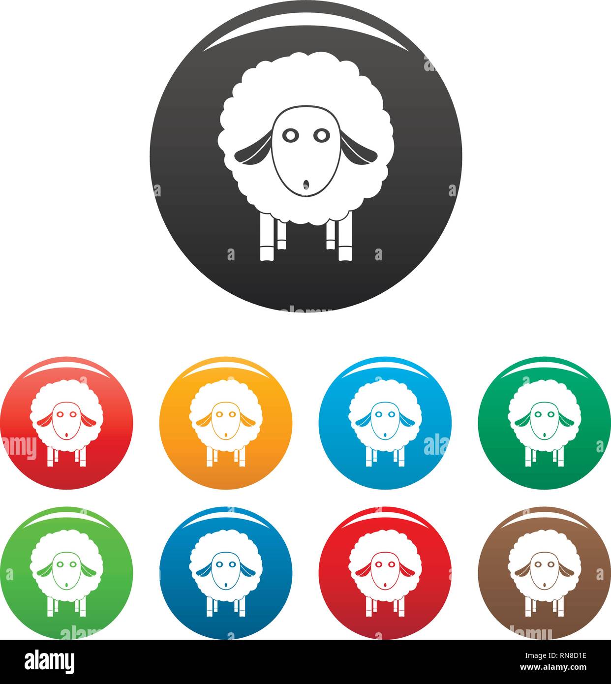 Wow sheep icons set 9 color vector isolated on white for any design ...