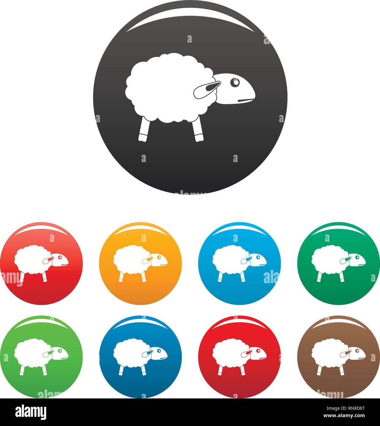 Scared sheep icons set 9 color vector isolated on white for any design ...
