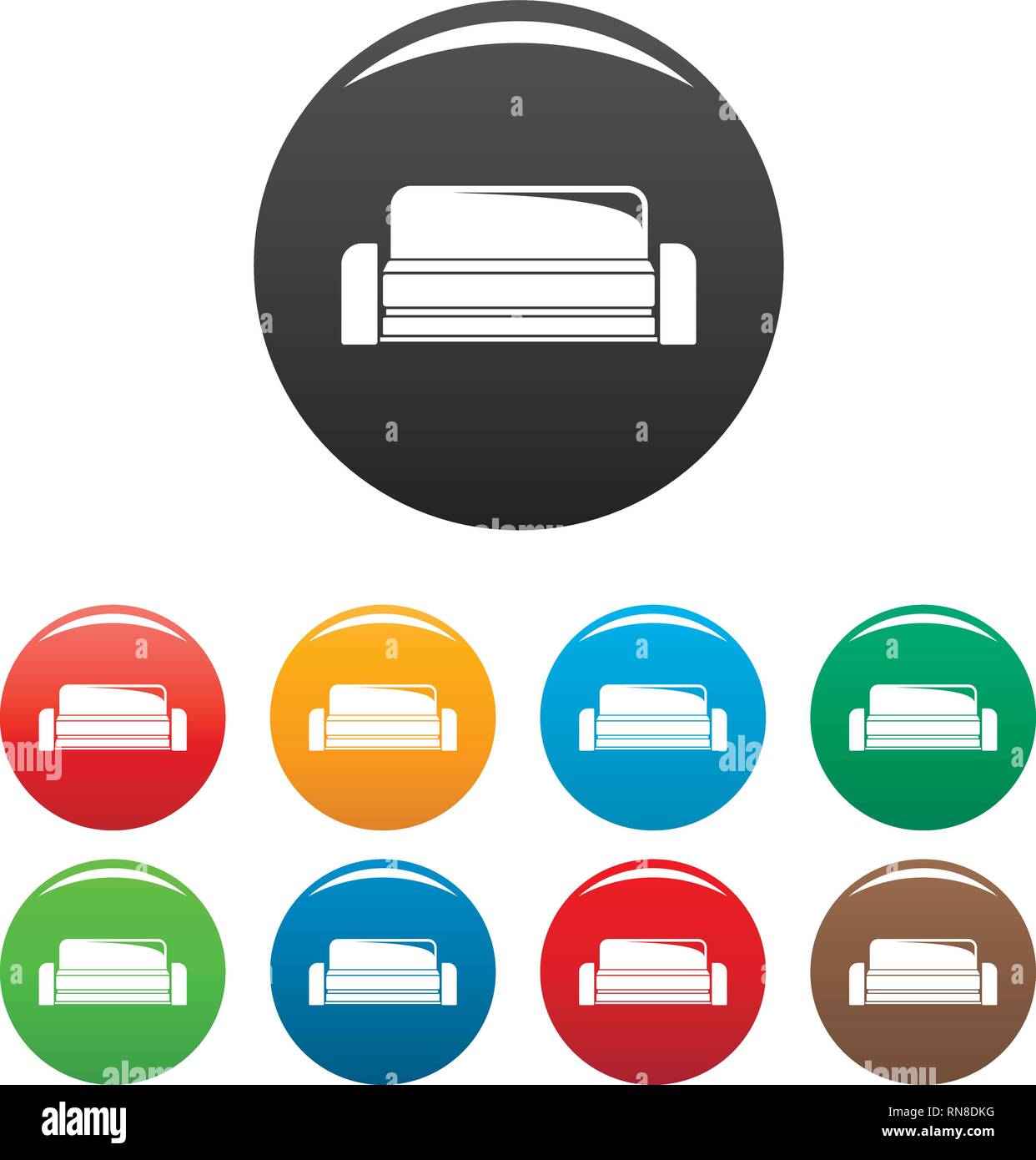 Low sofa icons set 9 color vector isolated on white for any design ...
