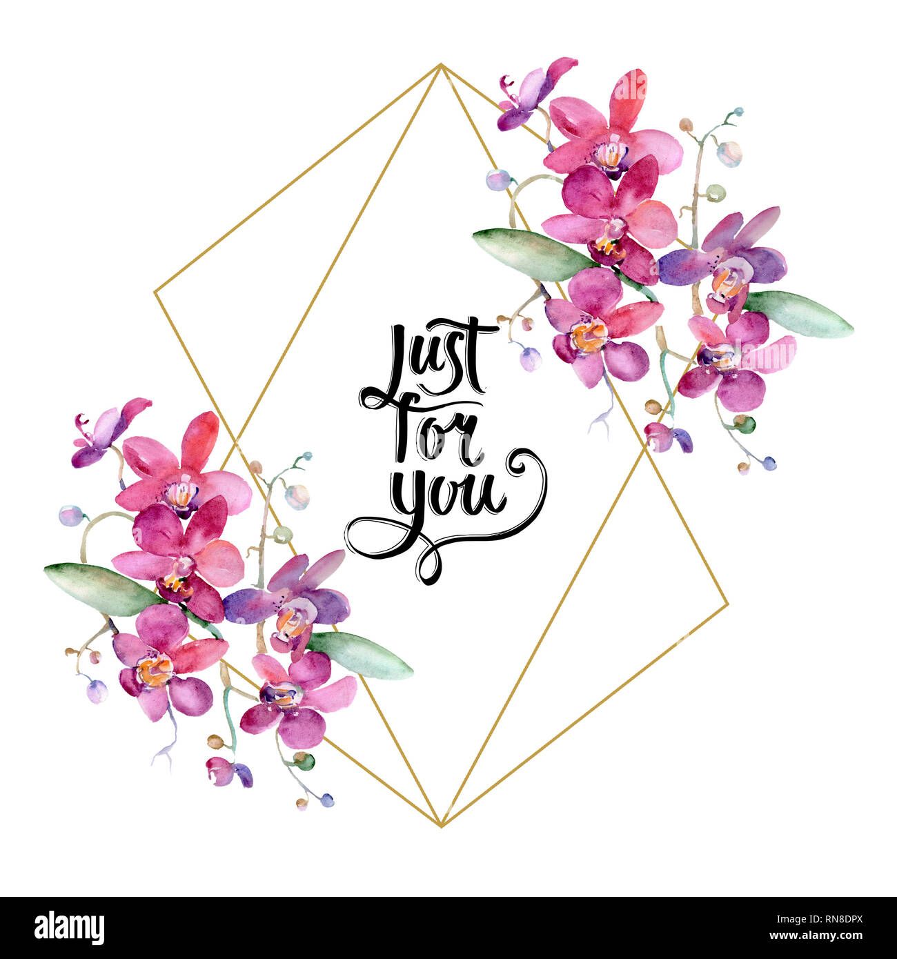 Pink orchid bouquet floral botanical flower. Watercolor background ...