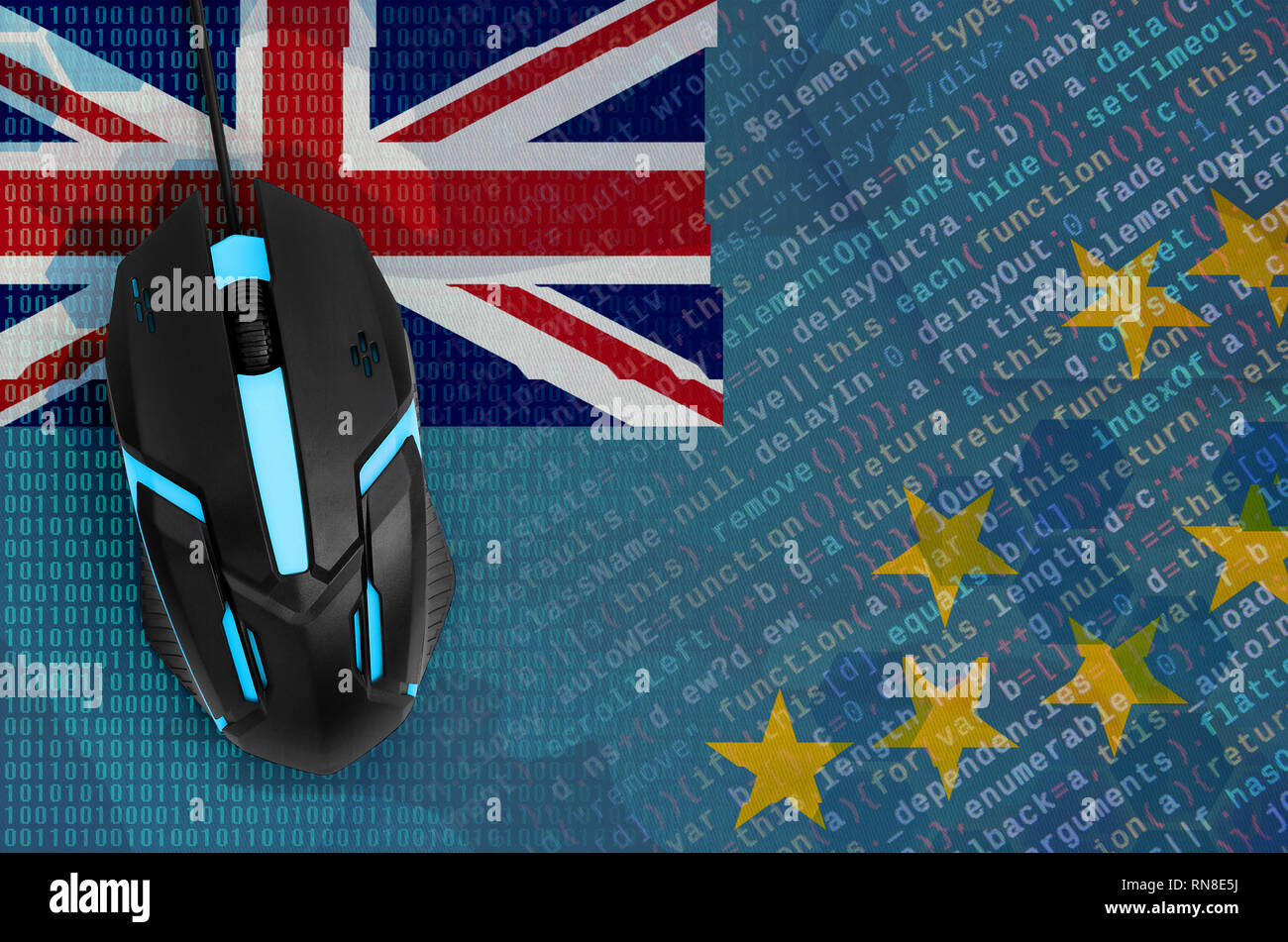 Tuvalu flag and modern backlit computer mouse. The concept of digital ...