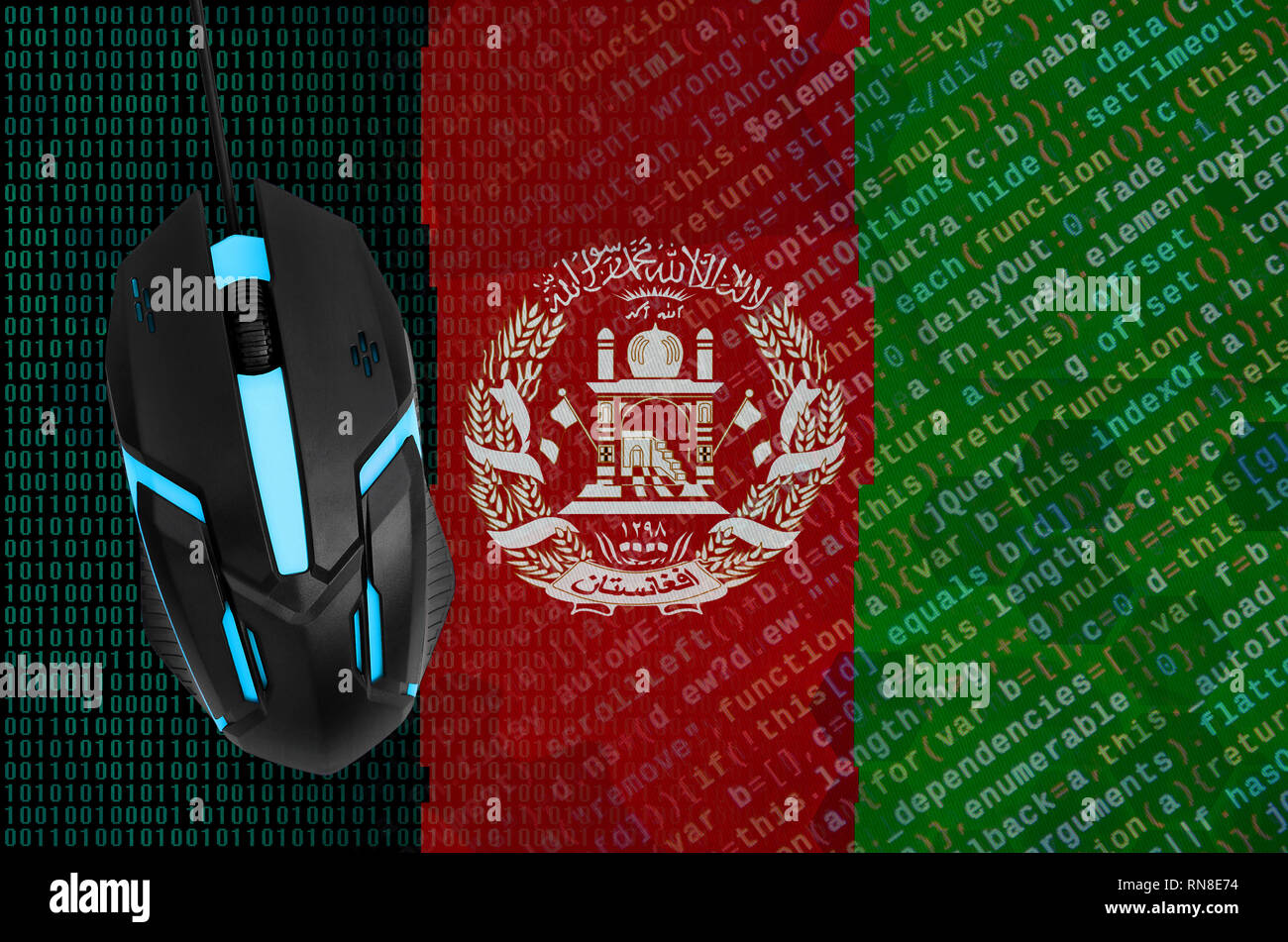 Afghanistan flag and modern backlit computer mouse. The concept of ...