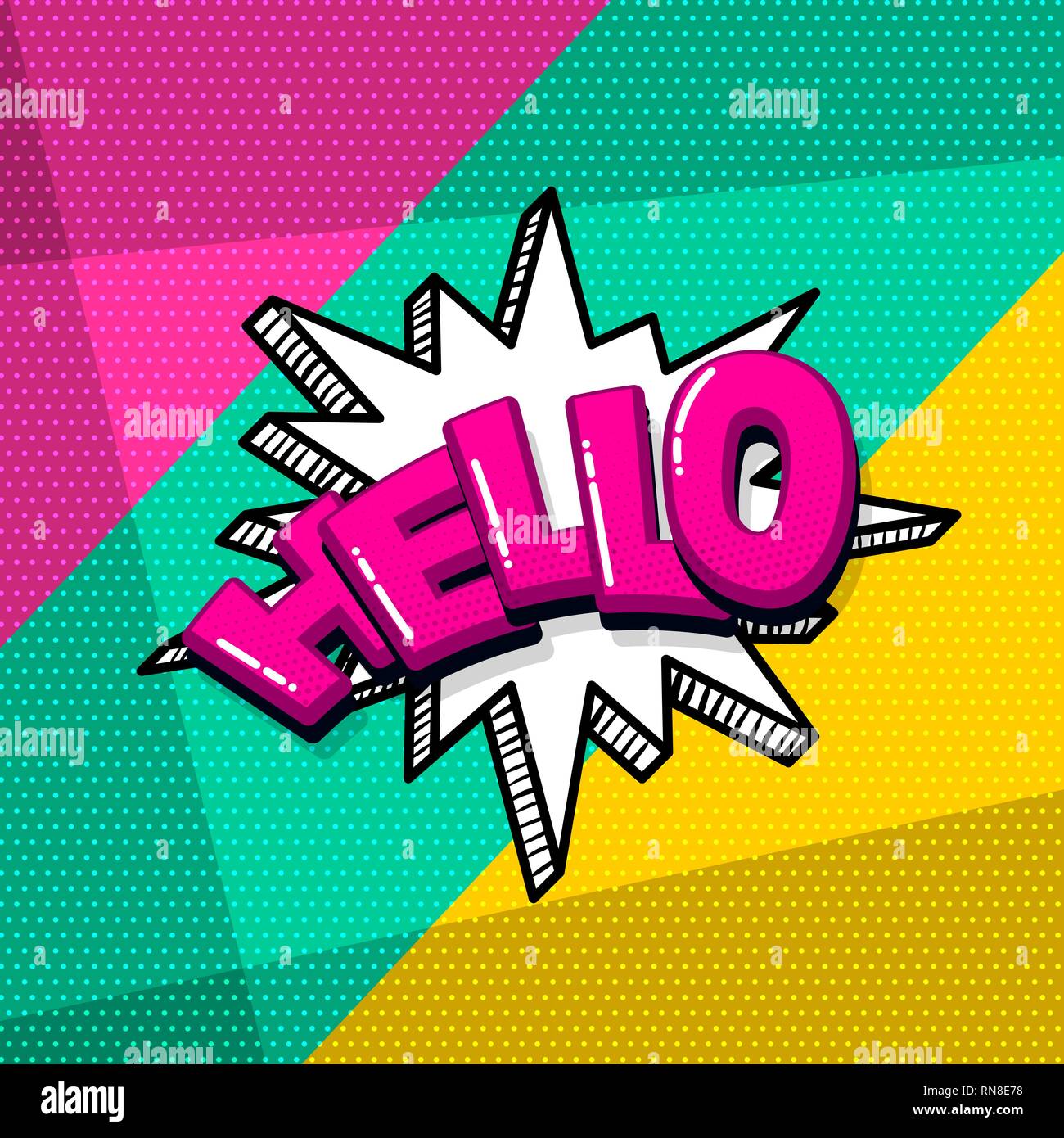 Hello hi comic text sound effects pop art style. Vector speech bubble ...