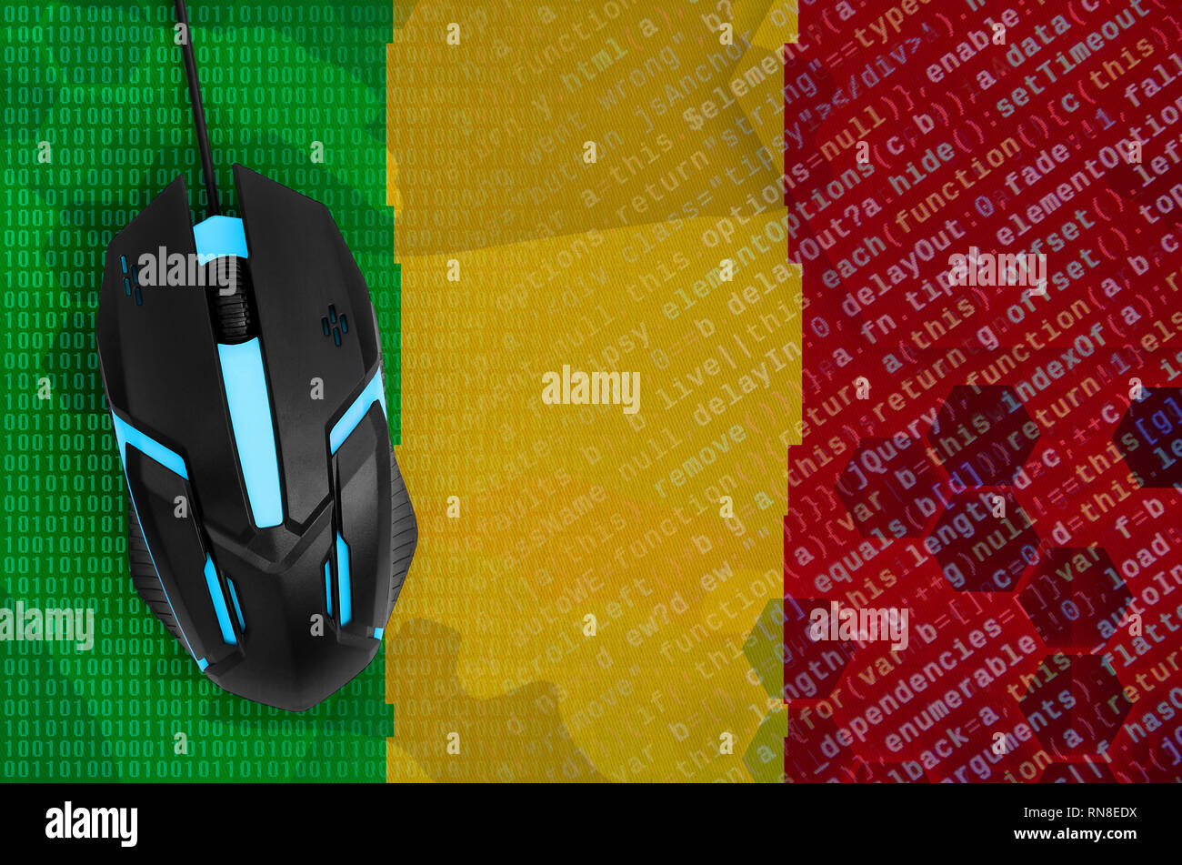 Mali flag and modern backlit computer mouse. The concept of digital ...