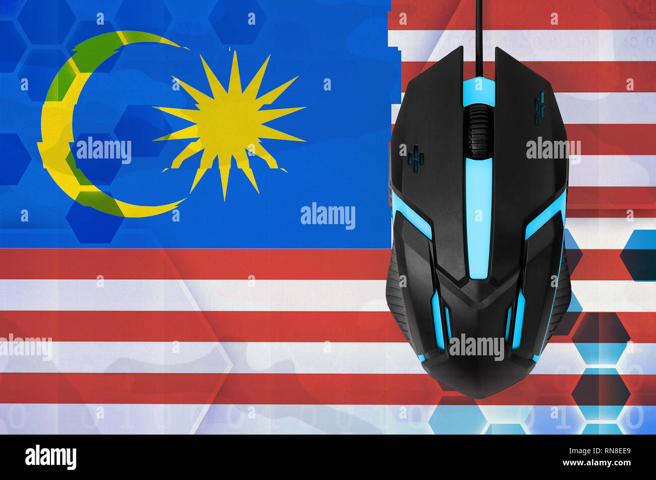 Malaysia flag and modern backlit computer mouse. Concept of country ...