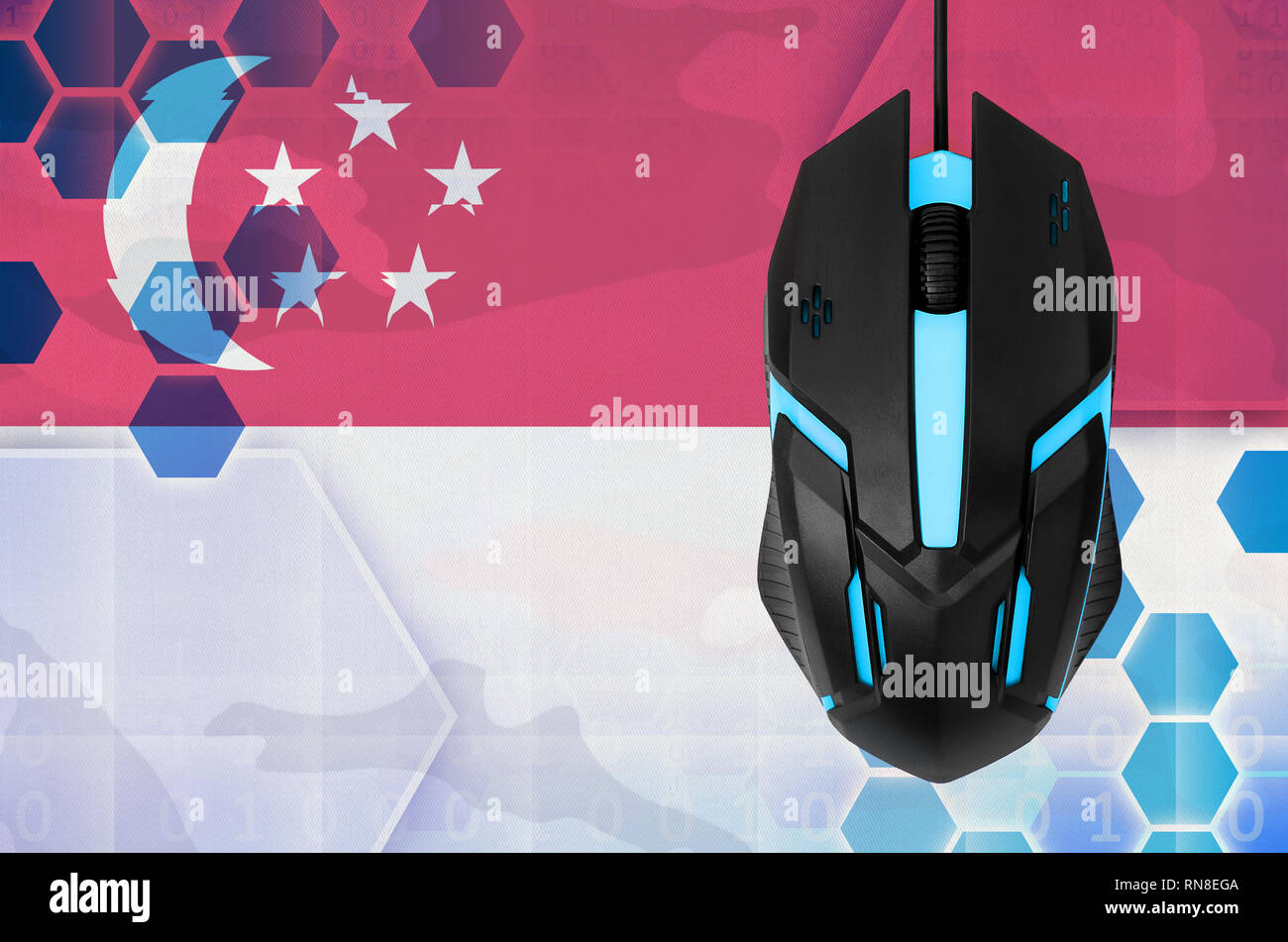 Singapore flag and modern backlit computer mouse. Concept of country ...