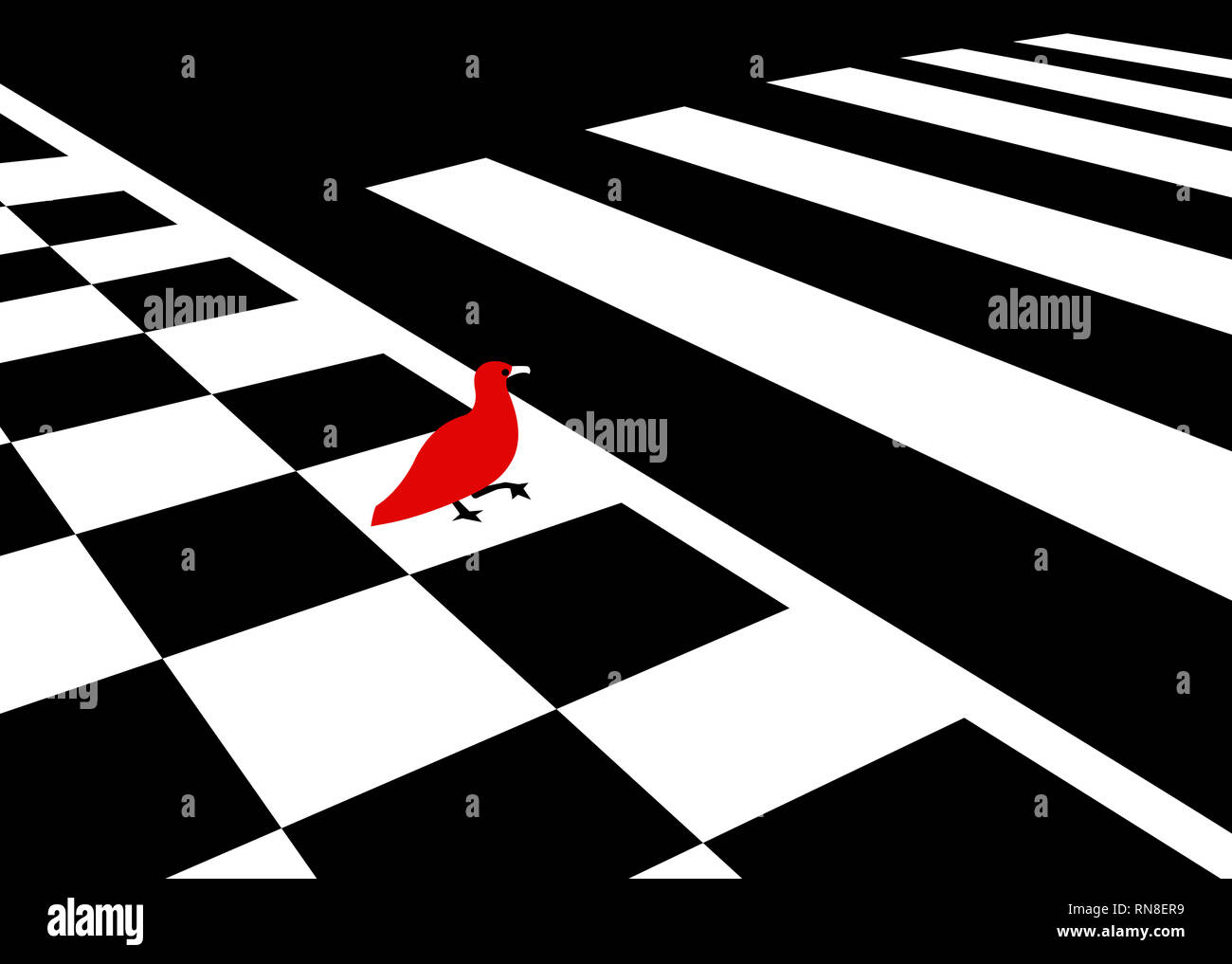 illustration of a seagull crossing the street Stock Photo - Alamy