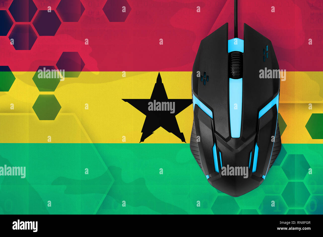 Ghana flag and modern backlit computer mouse. Concept of country ...