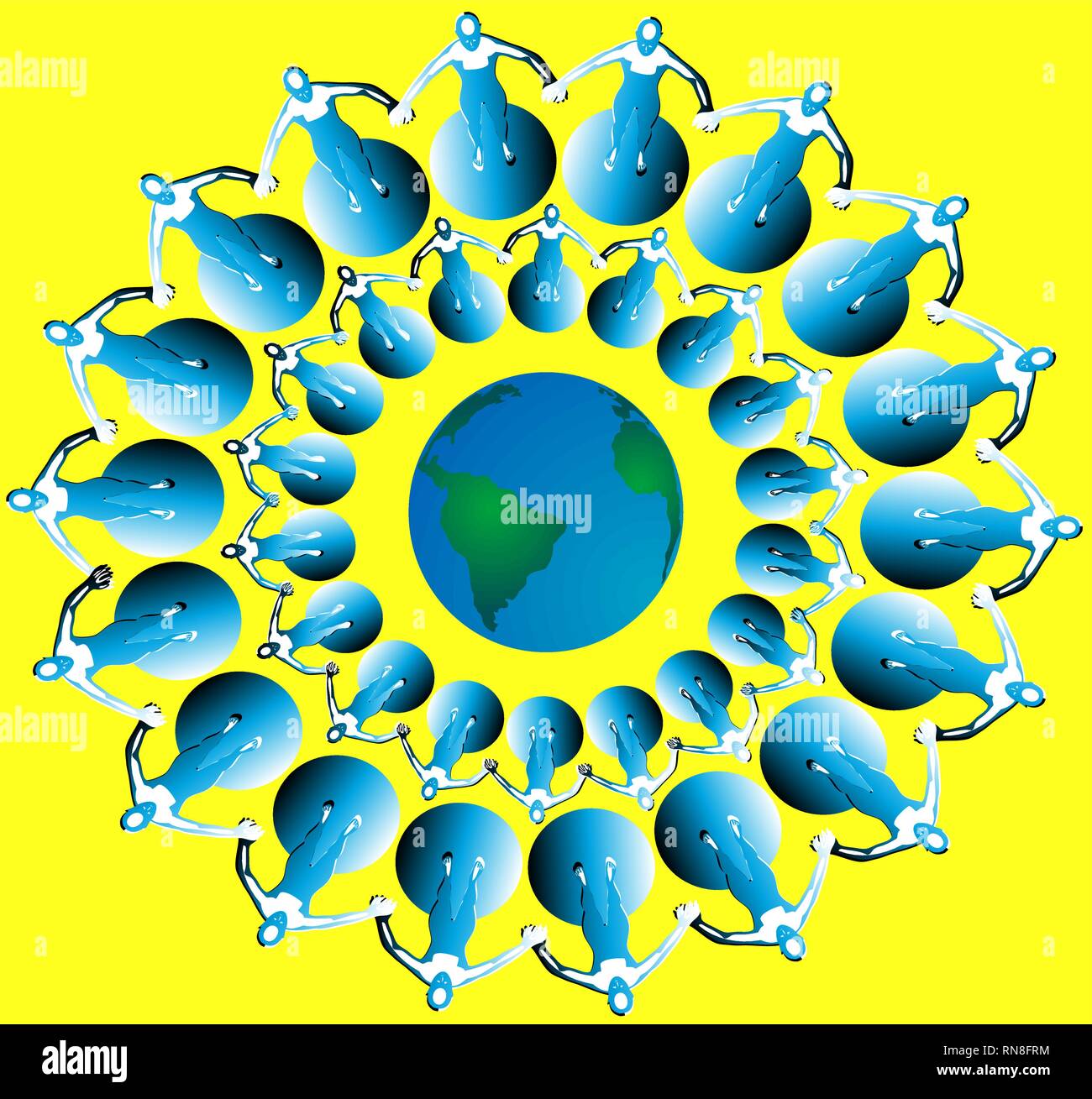 People around the earth. Optical illusion Stock Vector Image & Art - Alamy