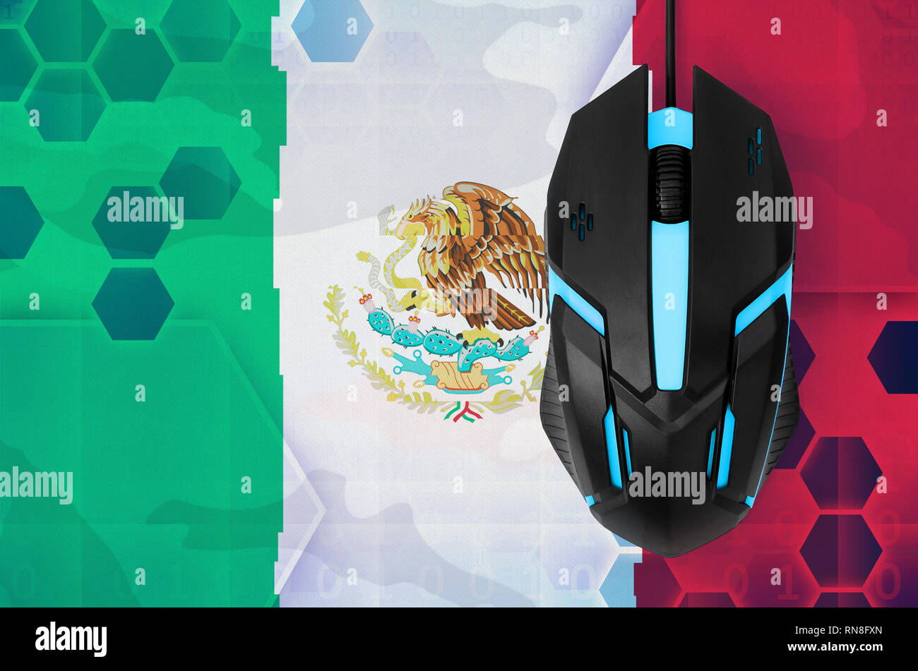 Mexico flag and modern backlit computer mouse. Concept of country ...