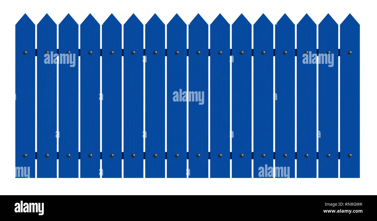 3d rendering of painted blue fence isolated over white background Stock ...
