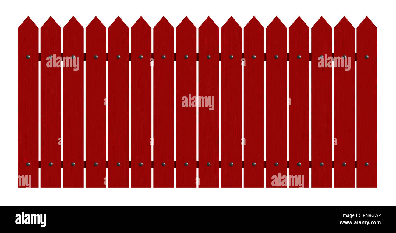 3d rendering of painted red fence isolated over white background Stock ...