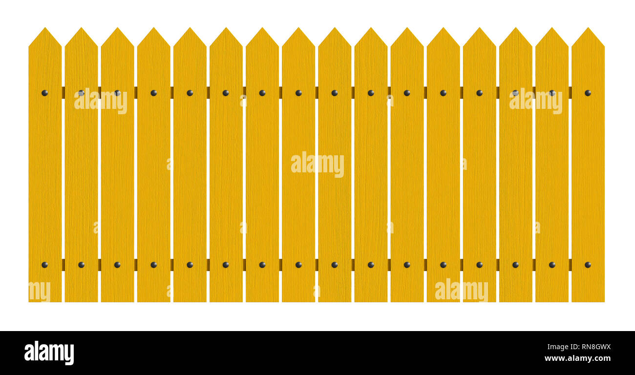 3d rendering of painted yellow fence isolated over white background ...