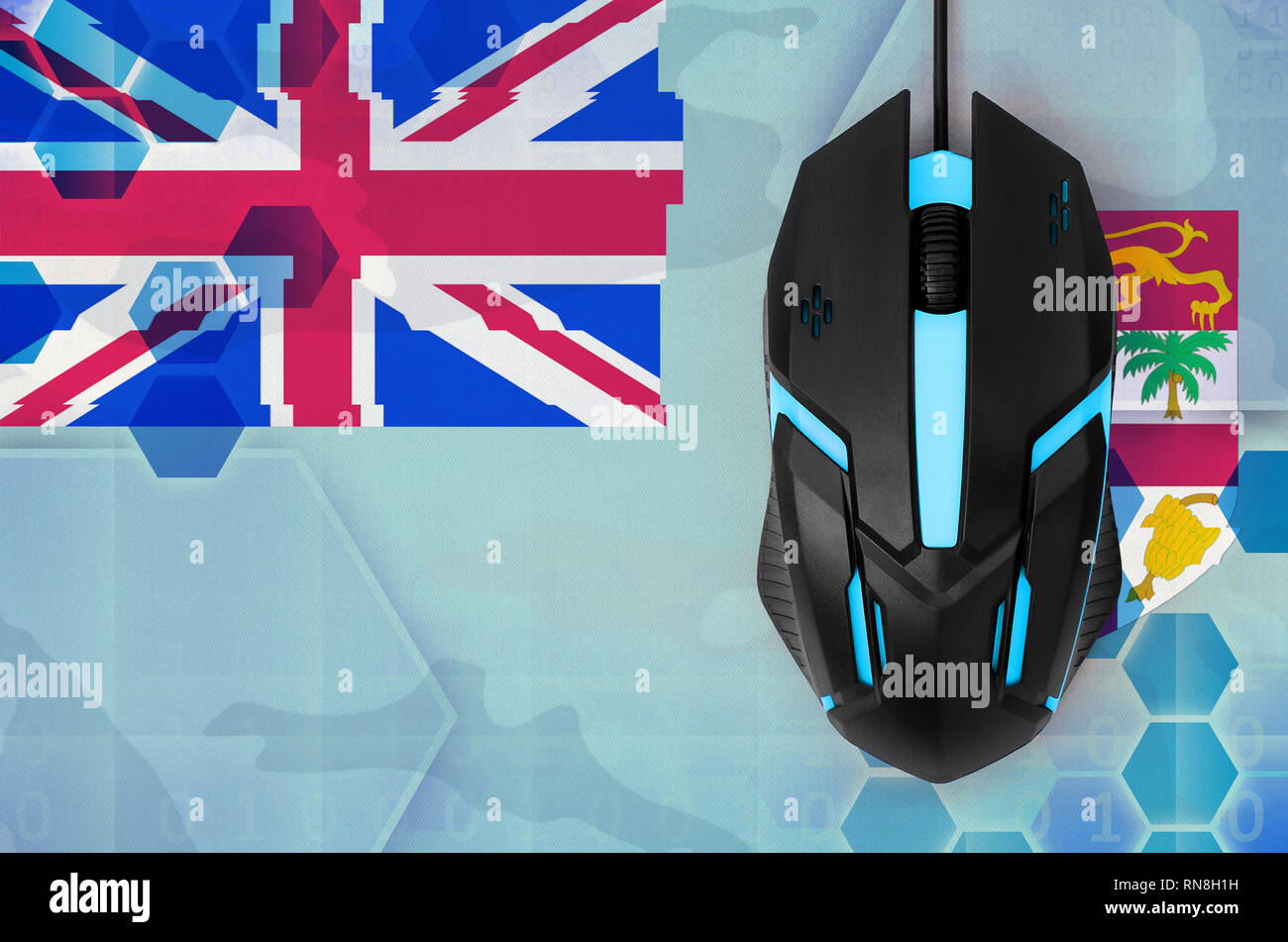 Fiji flag and modern backlit computer mouse. Concept of country ...