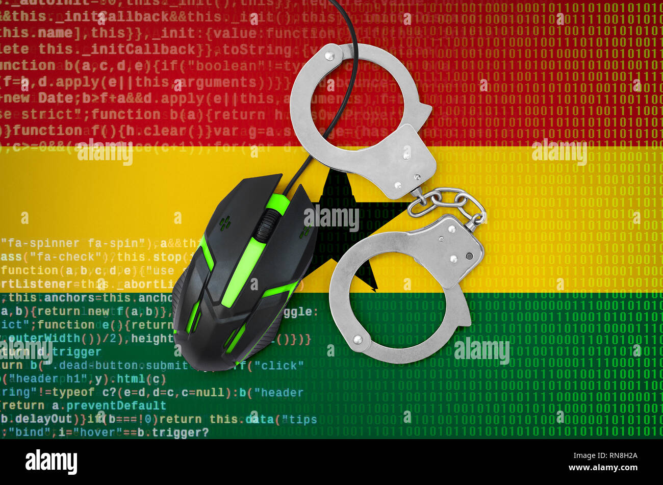Ghana flag and handcuffed modern backlit computer mouse. Creative ...