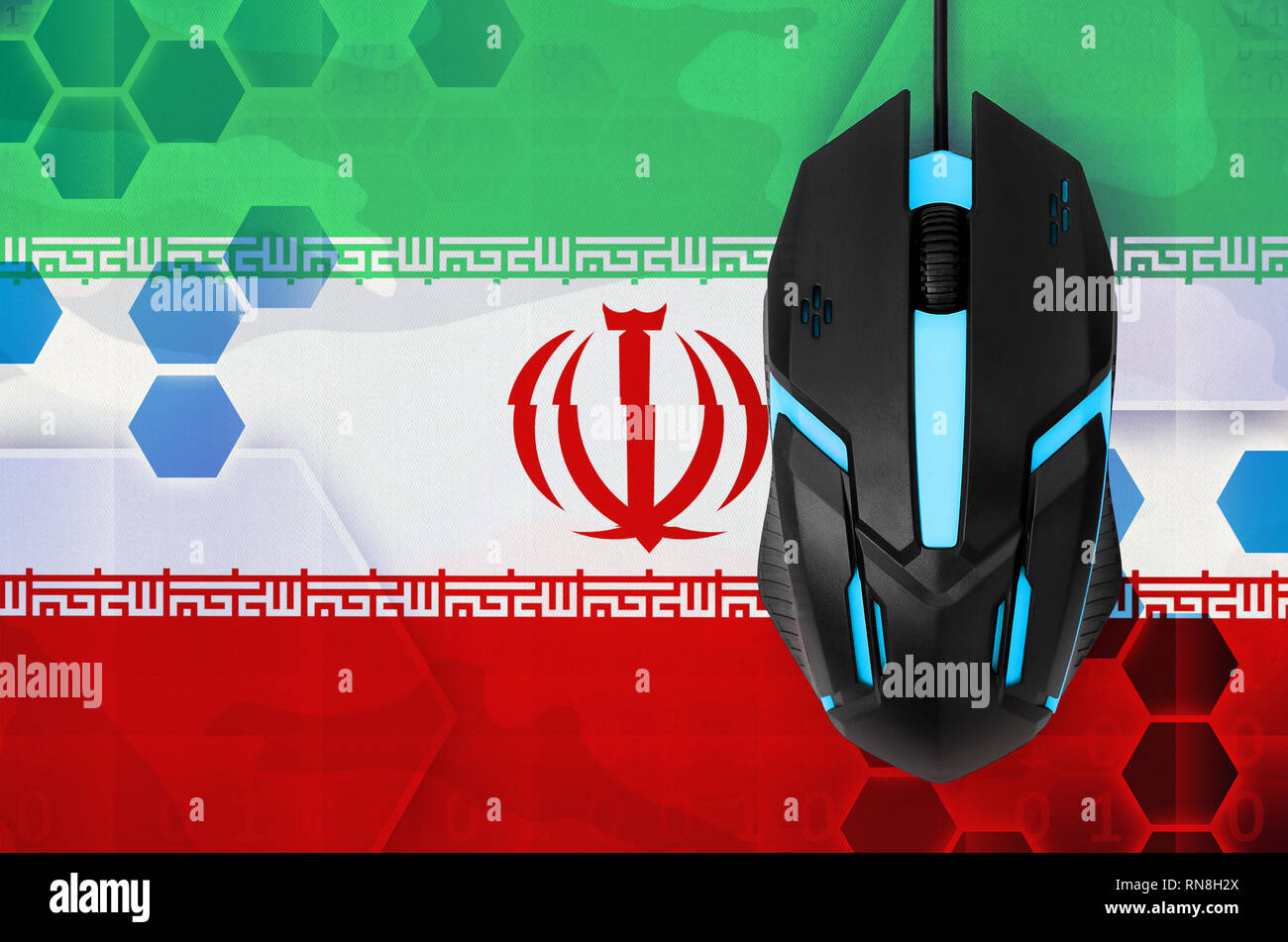 Iran flag and modern backlit computer mouse. Concept of country ...