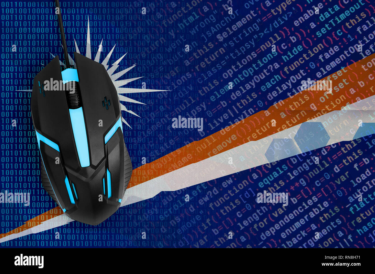 Marshall Islands flag and modern backlit computer mouse. The concept of ...
