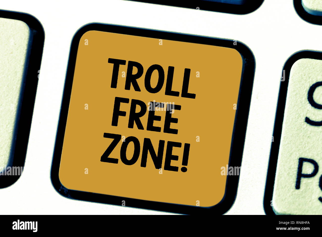 Word writing text Troll Free Zone. Business concept for Social network ...
