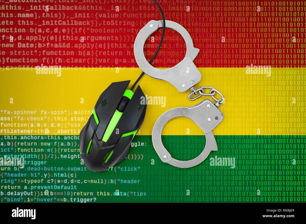 Bolivia flag and handcuffed modern backlit computer mouse. Creative ...