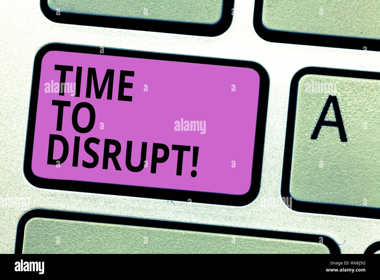 Writing note showing Time To Disrupt. Business photo showcasing Moment ...