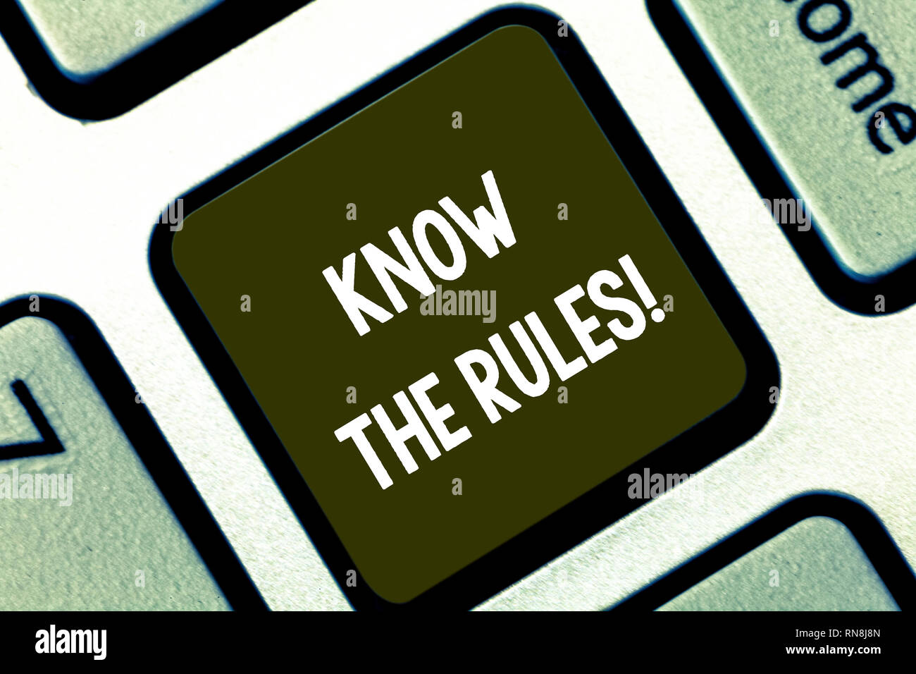 Text sign showing Know The Rules. Conceptual photo Learn the accepted ...