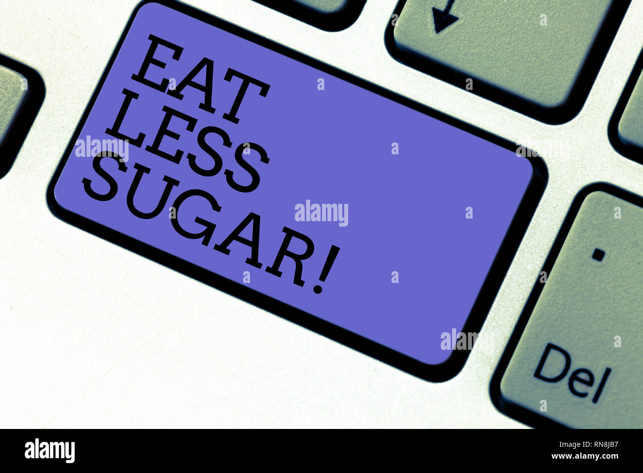 Conceptual hand writing showing Eat Less Sugar. Business photo ...