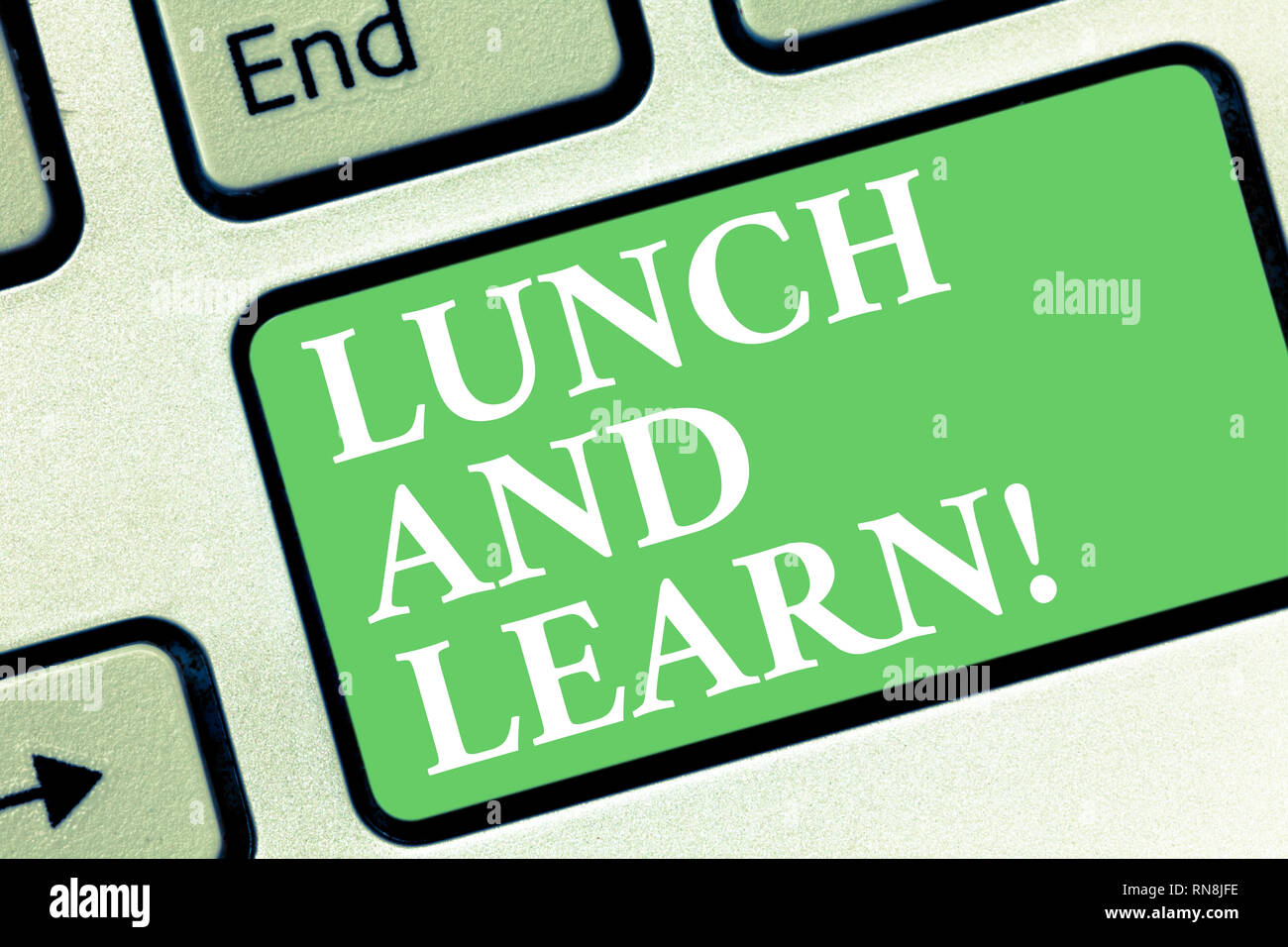 Conceptual hand writing showing Lunch And Learn. Business photo ...