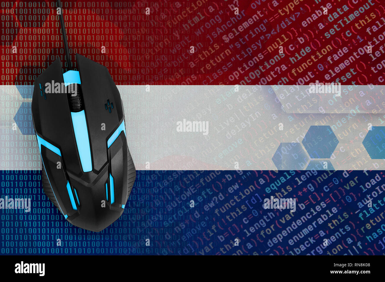 Netherlands flag and modern backlit computer mouse. The concept of ...