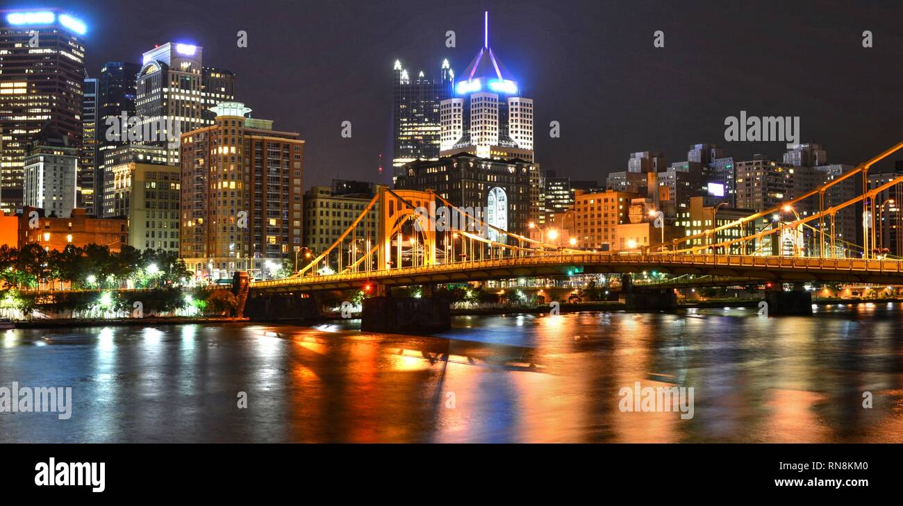 Pittsburgh, Pennsylvania, USA - July 18, 2015: Roberto Clemente Bridge ...
