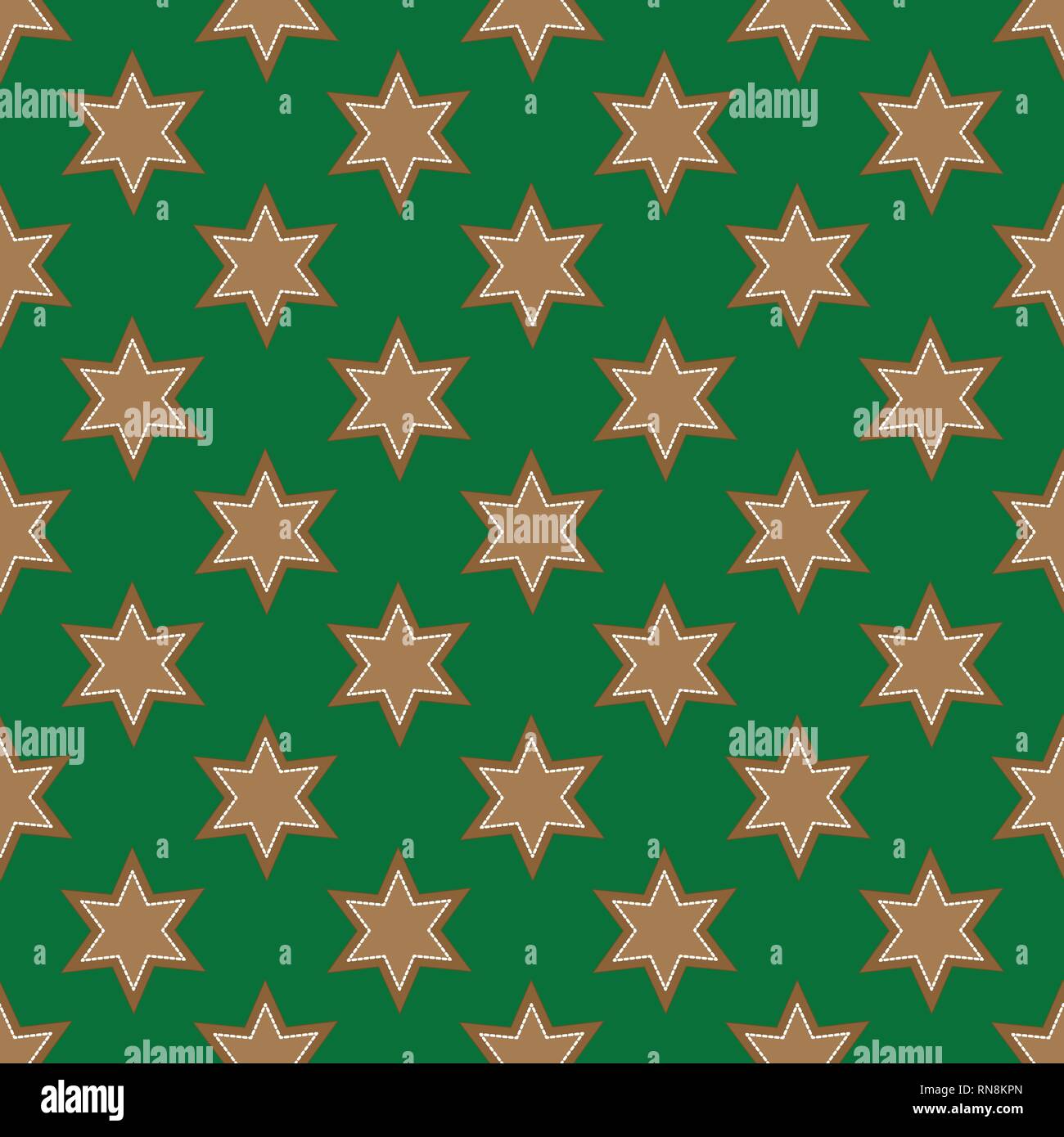 Gingerbread seamless pattern on the green background Stock Vector Image ...