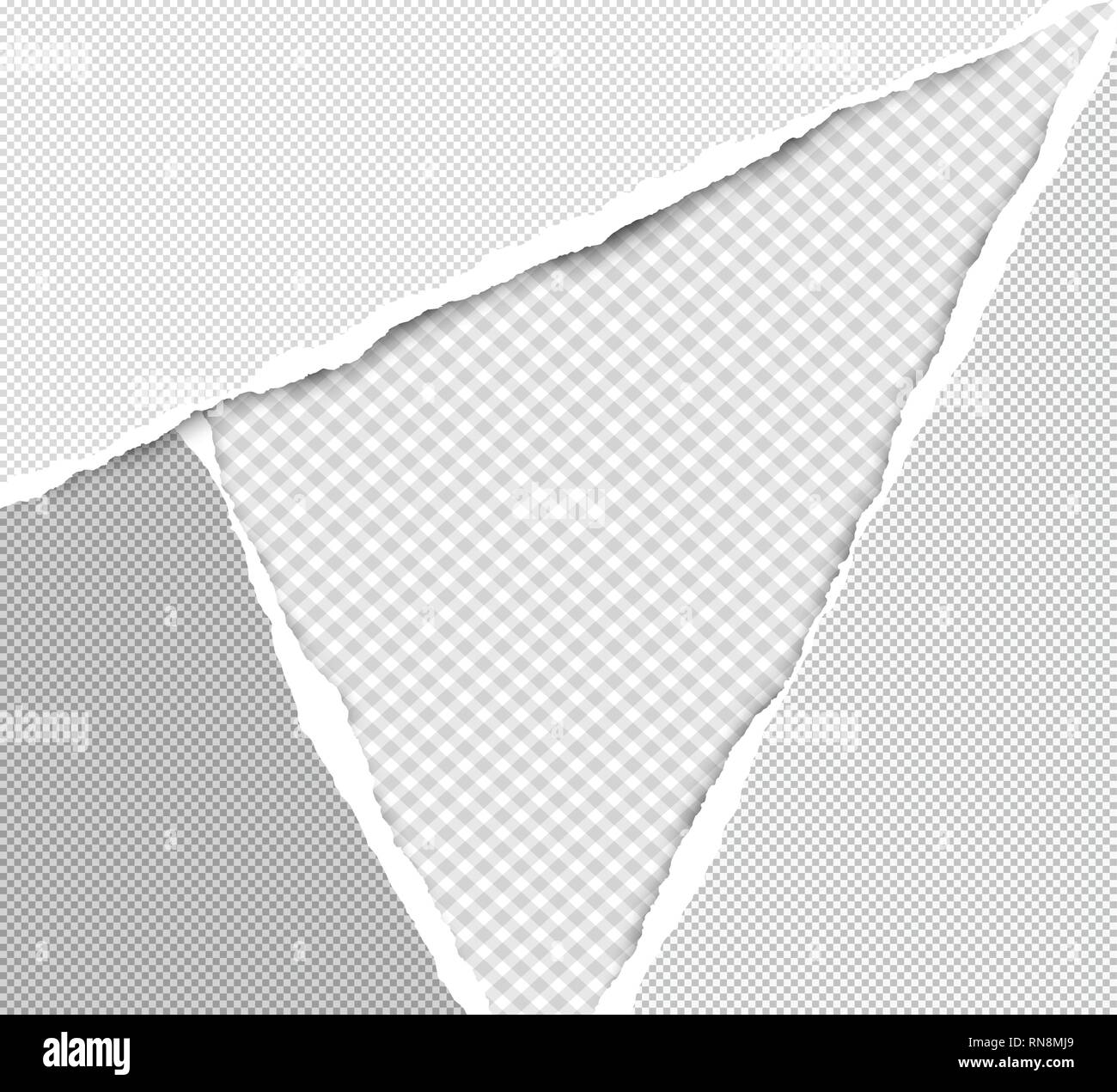 Torn squared grey paper in corners are on background with space for ...