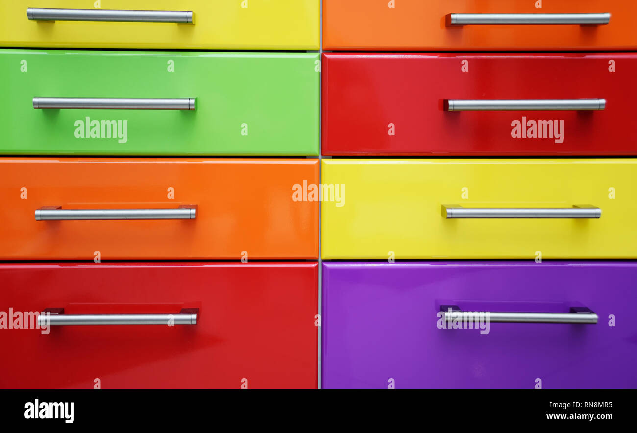 multi-colored boxes with metal accessories close - up-background ...