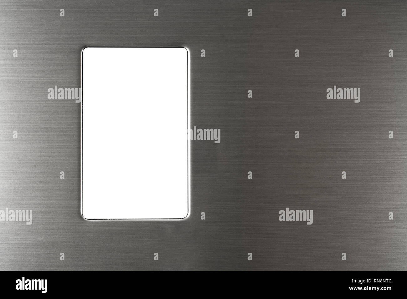 Blank screen on modern steel colored fridge or freezer as a control ...