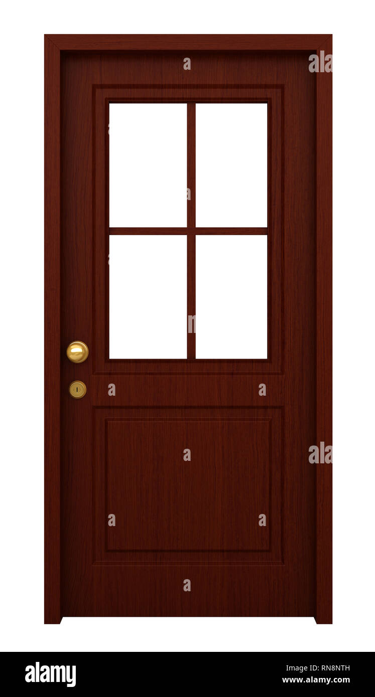 3d render of wooden door with frame isolated on white background Stock ...