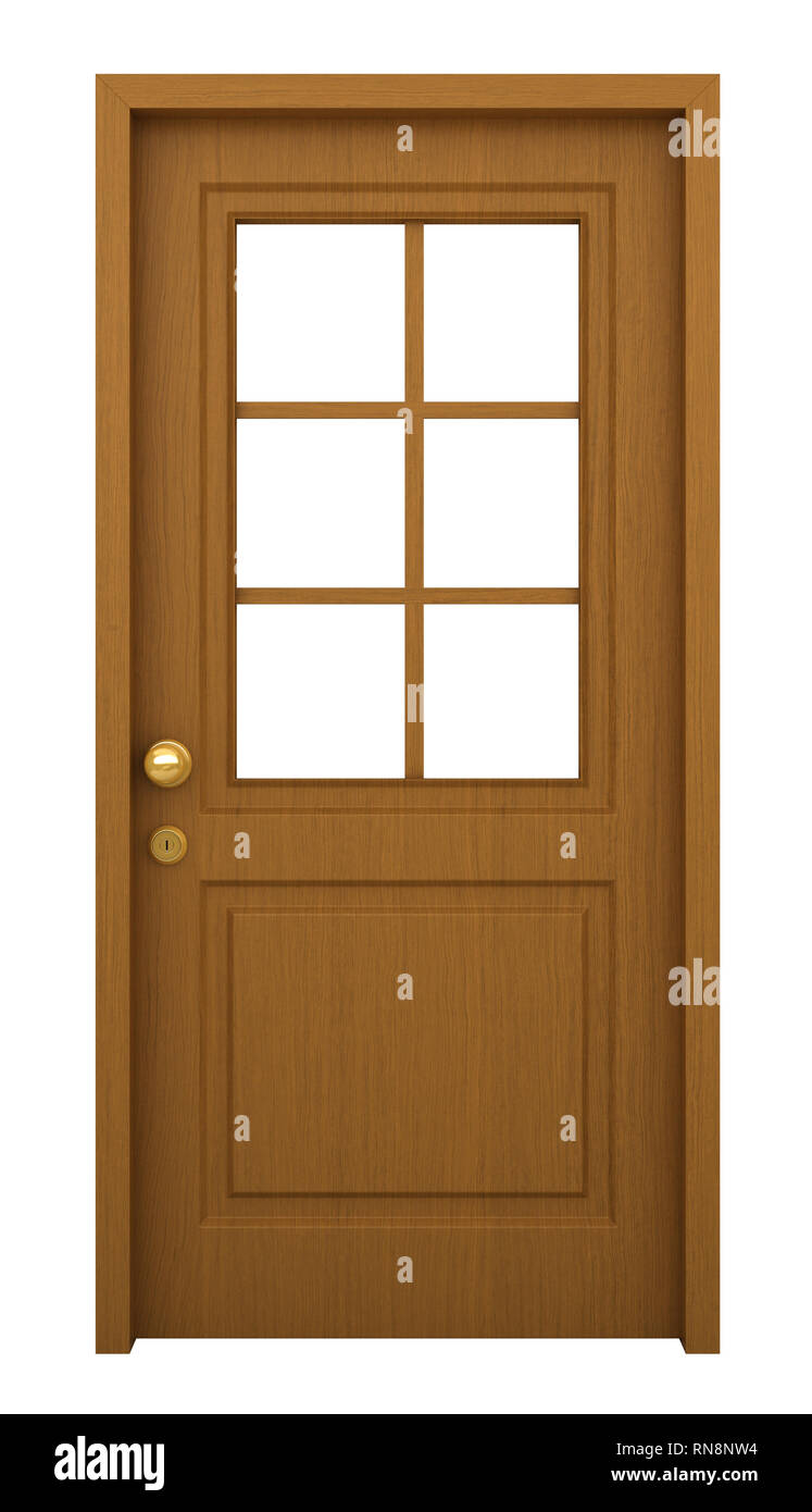 3d render of wooden door with frame isolated on white background Stock ...