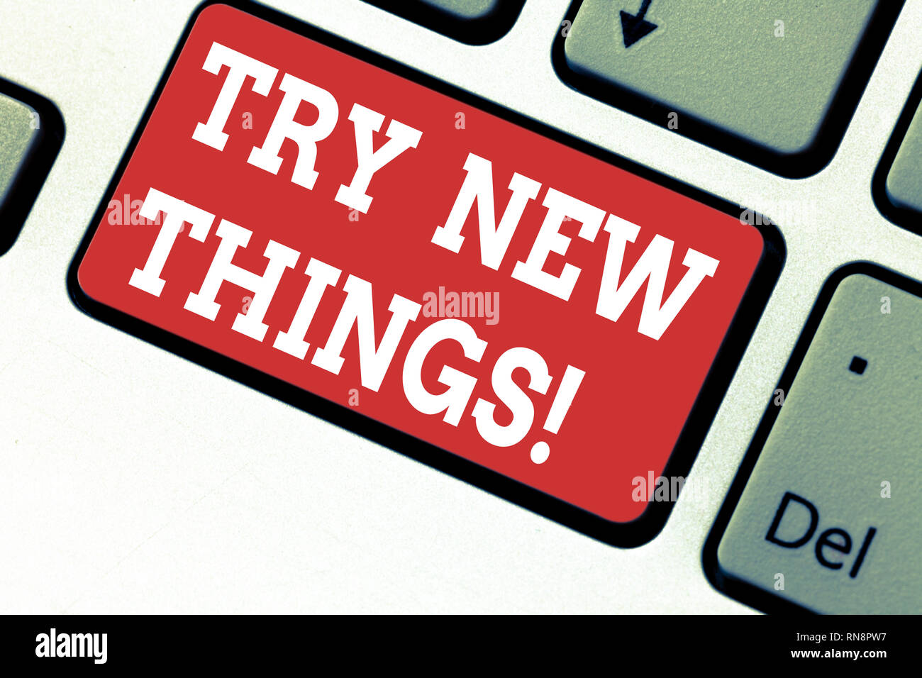 Handwriting text writing Try New Things. Concept meaning Do different ...